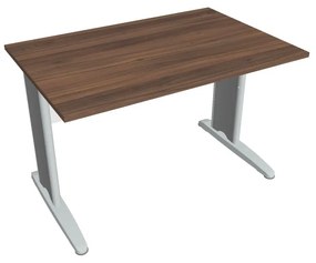 Stůl pracovní rovný 120 cm - Hobis Cross CS 1200 Dekor stolové desky: ořech, Dekor lamino podnože: bílá, Barva nohou: Stříbrná