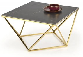 Konferenční stolek- FELICIA- Zlatá/ Černý mramor