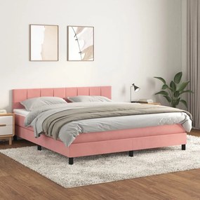 Box spring postel s matrací růžová 180x200 cm samet,  3141322