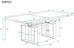 konferenční stolek rozkládací a zvedací EMPOLI 65x110/170