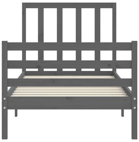 Rám postele s čelem šedý 90 x 200 cm masivní dřevo,  3193778