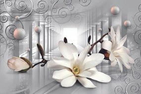 Samolepící tapeta magnolie s abstraktním pozadím - 225x270