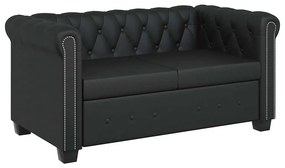 Chesterfield 2místná sedačka umělá kůže černá 242369