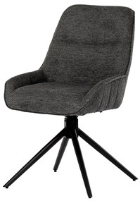AUTRONIC Židle jídelní a konferenční, tmavě šedá látka, černé kovové nohy,  otočná P90°+ L 90° s vratným mechanismem - funkce res