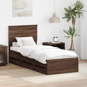 Rám postele se zásuvkou Hnědý dub 75 x 190 cm Inženýrské dřevo 3410762