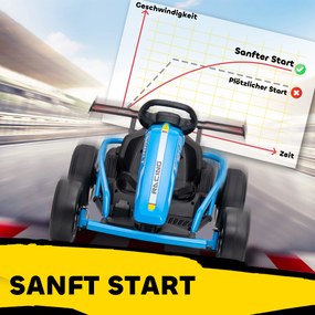 AIYAPLAY 24V elektrické Go-Kart k jízdě a driftování, nylonové pneumatiky, bezpečnostní pás, klakson, hudba pro děti 8-12 let, modré