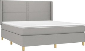Box spring postel s matrací a LED světle šedá 180x200 cm textil 3138813