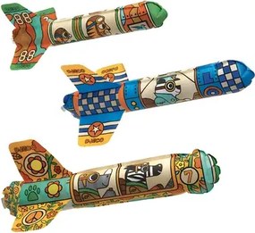 DJECO Házecí rakety / Sada na vybarvení / 3 ks / brčko na nafouknutí /