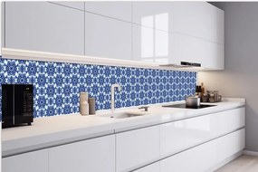 DIMEX | Fototapeta do kuchyně Modrotisk KI-420-241 | 420 x 60 cm | modrá, bílá
