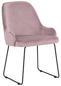 OnaDnes -20% Růžová sametová jídelní židle MICADONI OLIVINE