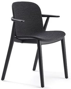 INFINITI - Židle RELIEF čalouněná s dřevěnou podnoží a područkami
