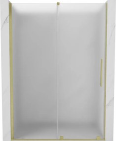 Mexen Velar, posuvné sprchové dveře do otvoru 130 cm, 8mm sklo námraza, zlatá matná, 871-130-000-31-55