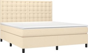 Box spring postel s matrací a LED krémová 180x200 cm textil 3135218