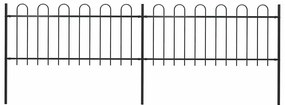 Zahradní plot s obloukem nahoře ocelový 337 x 80 cm černý 277648