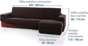 Super strečové potahy NIAGARA čokoládová sedačka s otomanem vpravo (š. 200 - 300 cm)