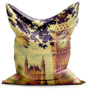 Sablio Sedací vak Classic Londýn Big Ben Flowers - 150x100 cm