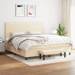 Box spring postel s matrací krémová 200x200 cm textil 3136706