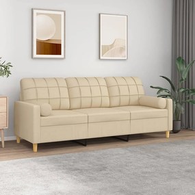 3místná pohovka s polštáři krémová 180 cm textil 3200792