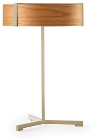 Stolní lampa Thesis Table s dřevěnou dýhou Dekor: Přírodní třešňové dřevo, Barva nohy: Matná slonovinová bílá