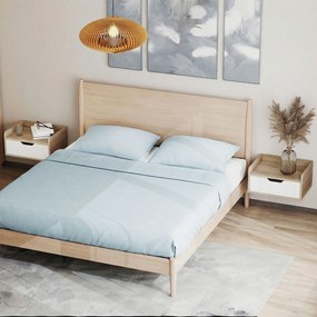 HOMCOM 2dílný set nástěnných nočních stolků, noční stolky se zásuvkou a poličkou s vyšším okrajem, 40x30x19,5 cm, přírodní dřevo