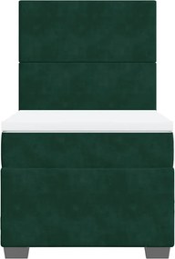 Box spring postel s matrací tmavě zelená 90x200 cm samet 3293107