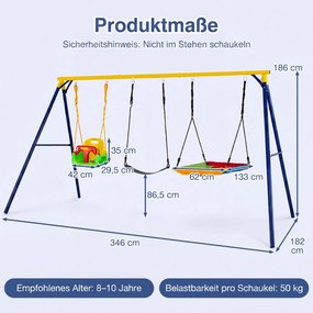 Costway Rám houpačky venkovní 3 v 1 houpačka s dětskou houpačkou zahradní