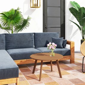 Outsunny Malý kulatý konferenční stůl, odkládací stůl s protiskluzovými nohami, kovový rám, do zahrady, na balkon, terasu, obývací pokoj, Ø 70 x 42 c…