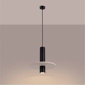 Černé/béžové kovové závěsné svítidlo ø 30 cm Olisa – Sollux