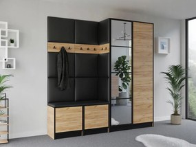 Šatní skříň EDEN 21 dub Craft zlatý + ekokůže černý Vzor 1