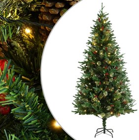 Vánoční stromek s LED diodami a šiškami zelený 225 cm PVC a PE,  344290 HangarStore.cz