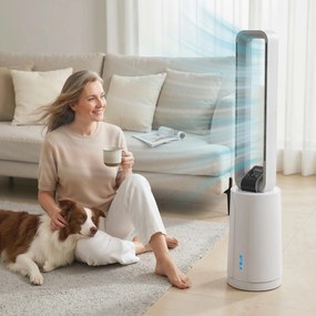 HOMCOM 3v1 přenosný výparný chladič vzduchu — zvlhčovač a ventilátor, 2 chladící vložky, nádrž 1,7 l, 15hod. časovač, 70° oscilace, dálkové ovládání,…
