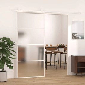 Posuvné dveře mléčné ESG sklo a hliník 90 x 205 cm bílé 151661