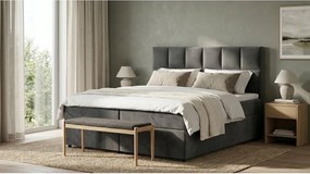 Šedá boxspring postel s úložným prostorem 180x200 cm Flip – Ropez