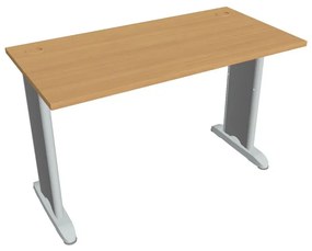 Stůl pracovní rovný 120 cm hl. 60 cm - Hobis Flex FE 1200 Dekor stolové desky: buk, Barva nohou: Stříbrná
