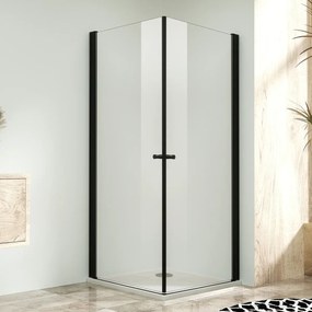 Sprchová zástěna 95x95, oboustranně otevírací, čirá, černá - ALFA DUE