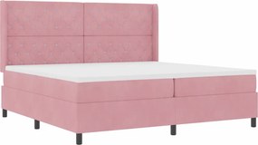 Postel s boxspringem s matrací s čelo Růžová 200 x 200 cm samet 3341977