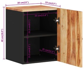 Koupelnová nástěnná skříňka 38x33x48 cm masivní akáciové dřevo - Default Title