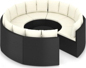 vidaXL 9dílná zahradní sedací souprava s poduškami polyratan [3064900] Barva: Černá
