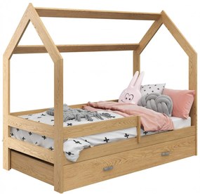 Dětská postel Domek 80x160 cm D3, rošt ZDARMA - borovice (Barva zábrany: Borovice, Barva úložného prostoru: bez úložného prostoru, Volba matrace: S matrací)