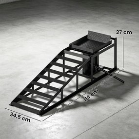 HOMCOM sada 2 hydraulických ramp, nosnost 3 tuny, nastavitelná výška 23–32,5 cm, pro pneumatiky do 23 cm, zvedací rampy pro výměnu oleje do garáže a …