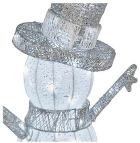 Ratanový LED vánoční sněhulák Gerry s časovačem 82 cm studená bílá