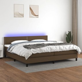 Box spring postel s matrací a LED tmavě hnědá 200x200 cm textil,  3133104 HangarStore.cz
