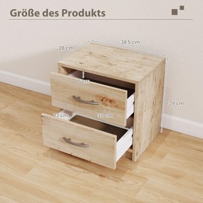 Costway Noční stolek se 2 zásuvkami, malý dub, přírodní