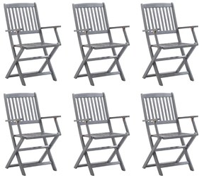 Skládací zahradní židle 6 ks masivní akáciové dřevo,  3065519