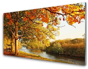 akrylový obraz Strom Jezero Příroda 120x60 cm