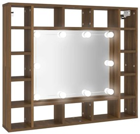 Petromila Zrcadlová skříňka s LED hnědý dub 91 x 15 x 76,5 cm