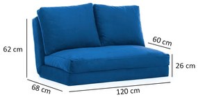 Designová rozkládací pohovka Wandella 120 cm modrá