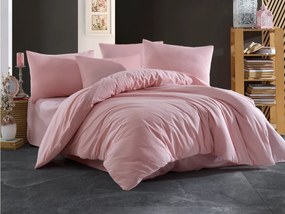 Brotex Prodloužené povlečení krep UNI 140x220 70x90cm Růžové Zapínání: nitěný knoflík