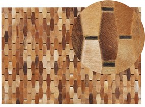 Kožený koberec patchworkový 140 x 200 cm hnědý DIGOR Beliani