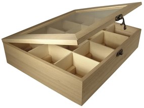 Dřevěná krabice na čaj prosklená